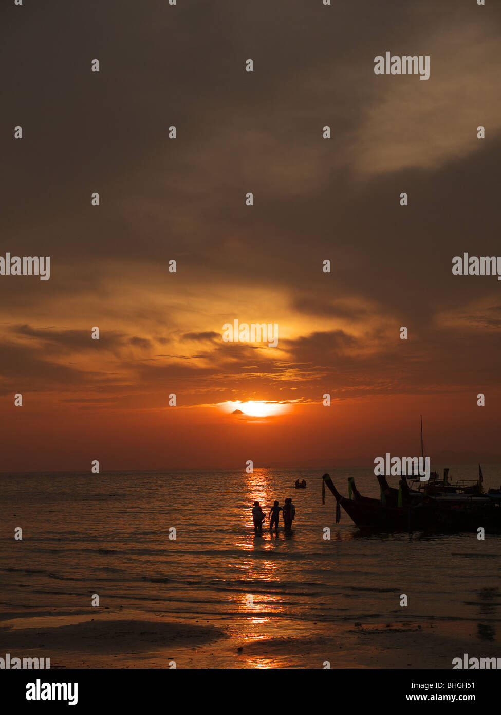 Sunset at the beach of Hat Rai Leh West,Railey,Andaman Sea,Thailand ...