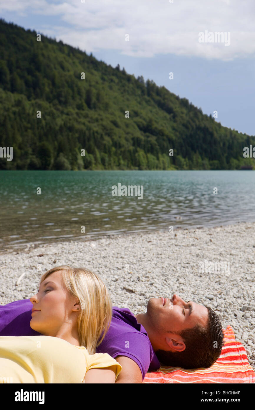 Man resting eyes closed lake hi-res stock photography and images - Alamy