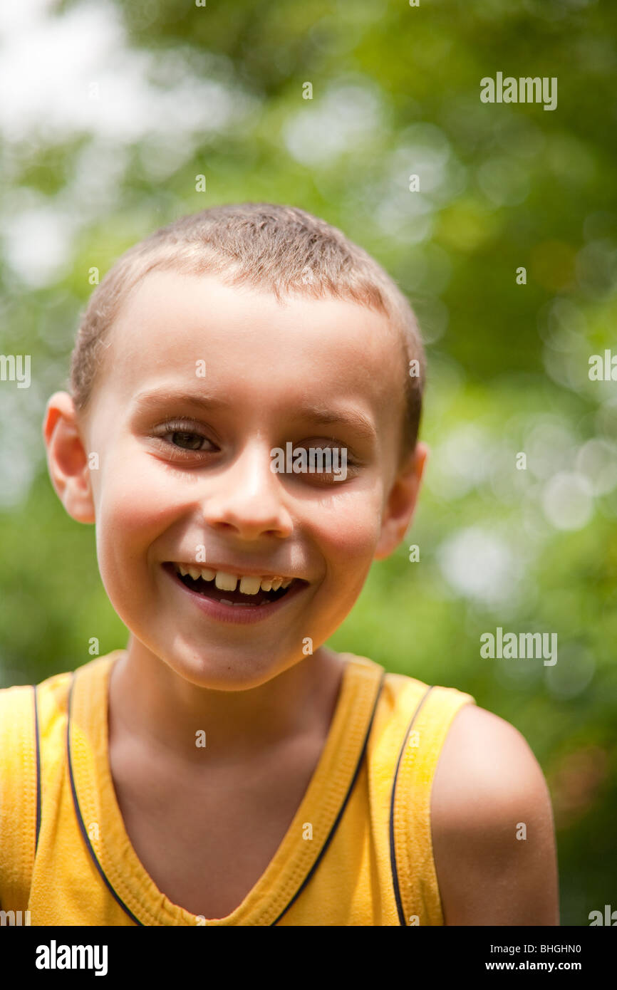 Cute kid having fun outdoors Stock Photo - Alamy