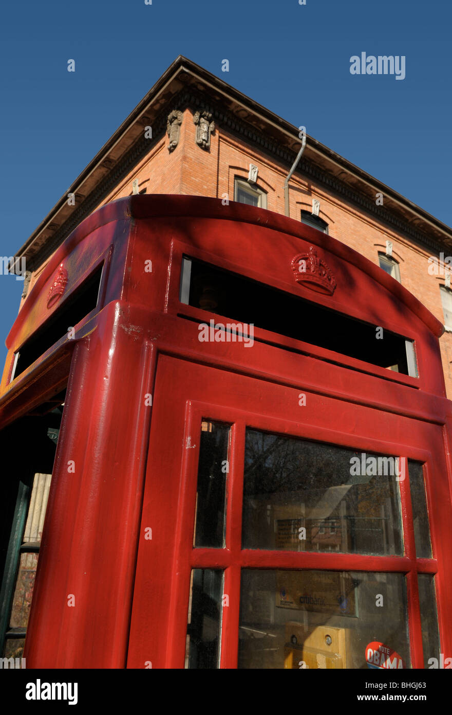 British style phone booth as urban art Stock Photo - Alamy