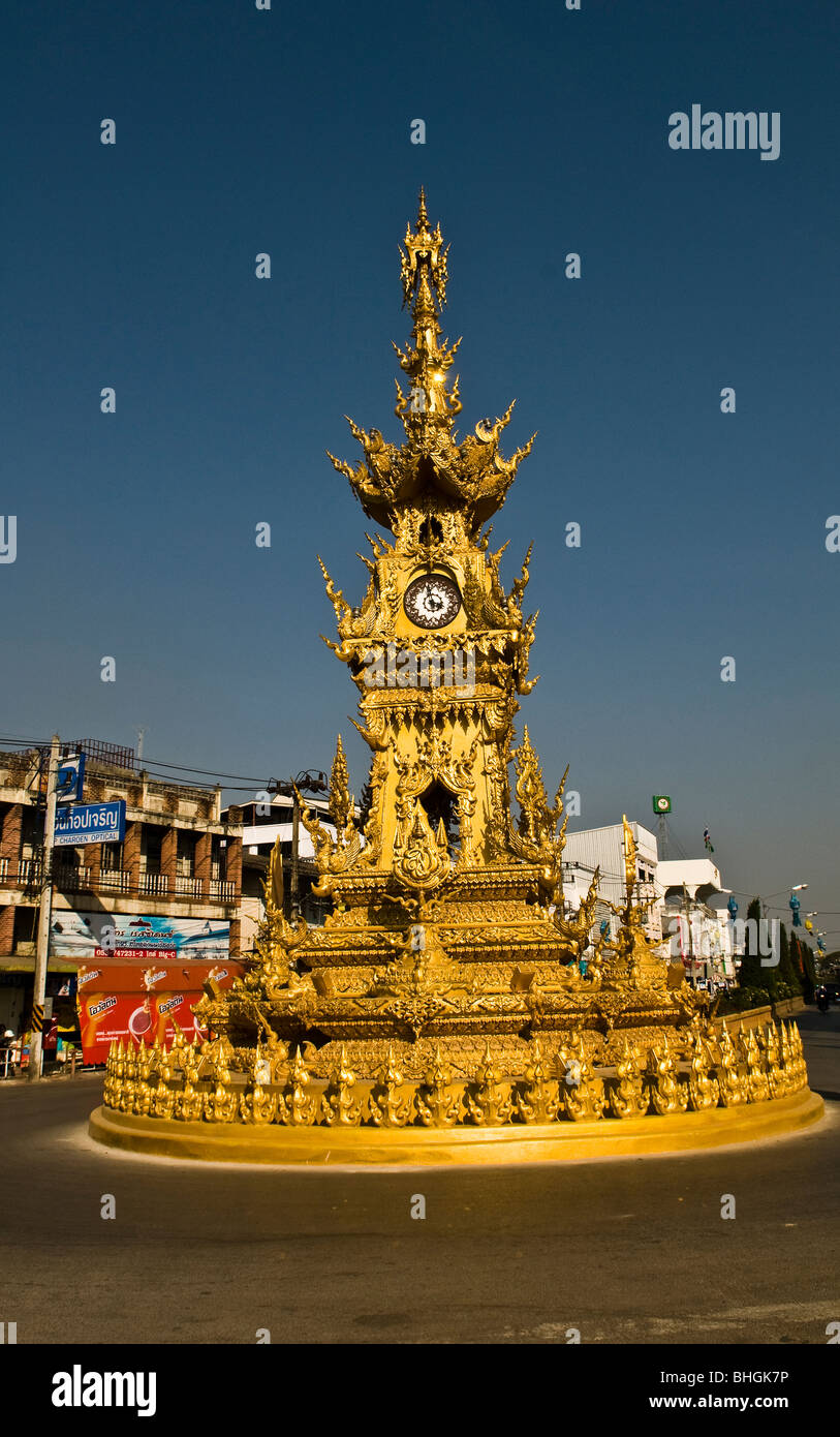The golden clock tower of Chiang Rai, Thailand Stock Photo - Alamy