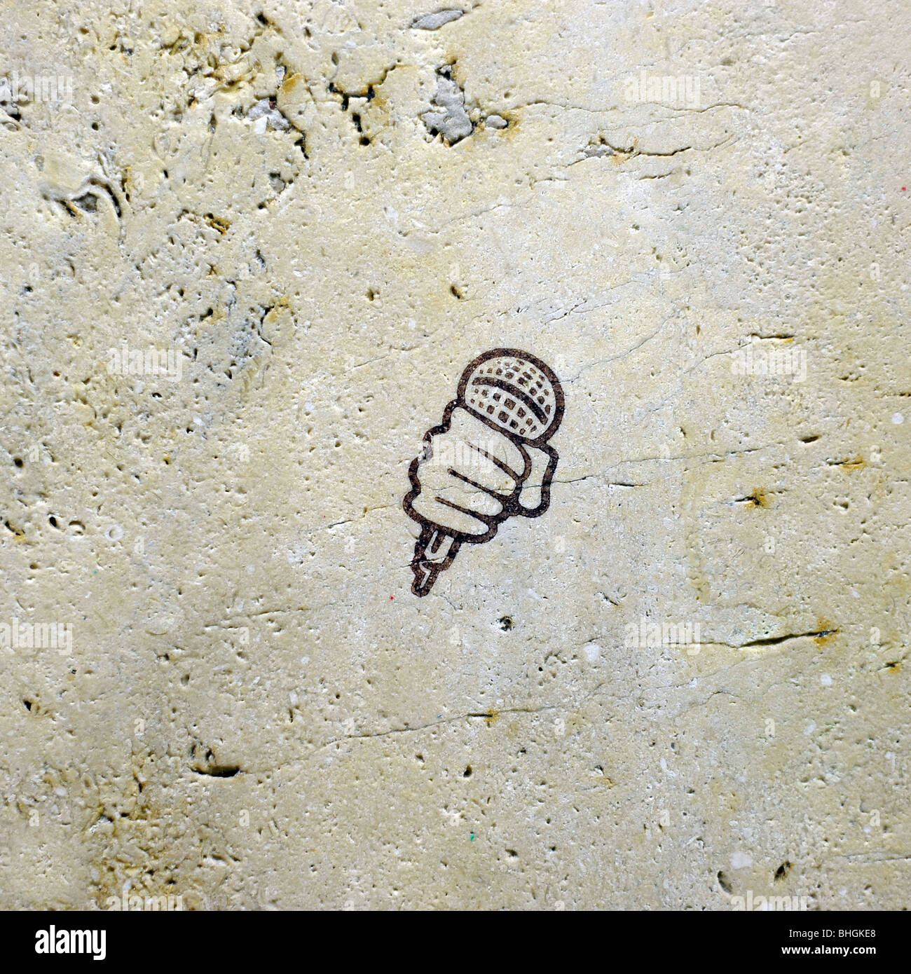 hand holding microphone sticker Stock Photo - Alamy