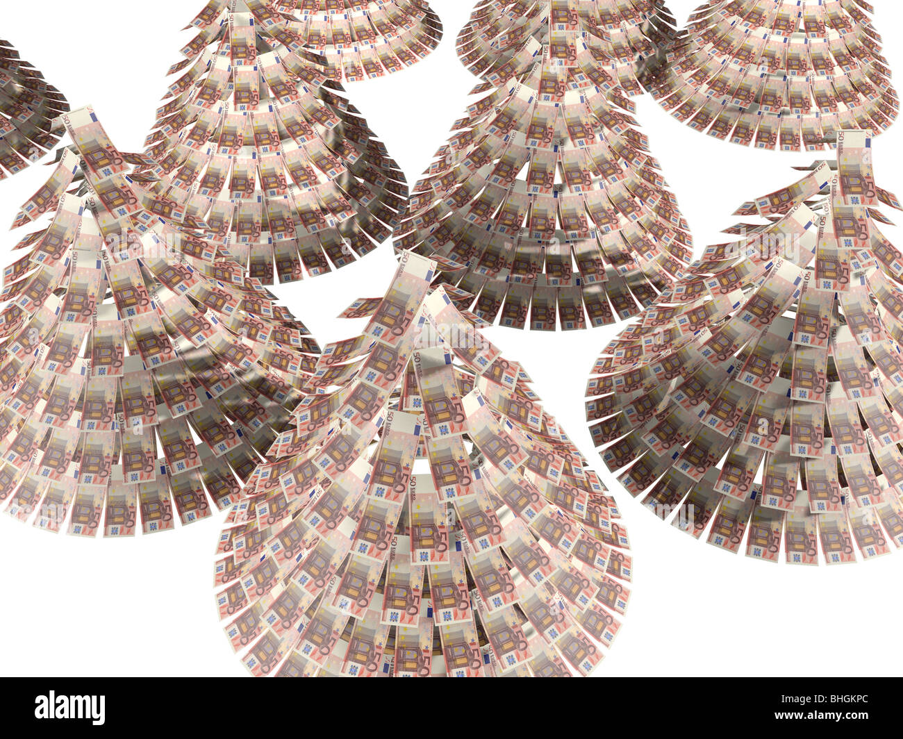 Euro notes maden as Christmas tree against white background Stock Photo ...