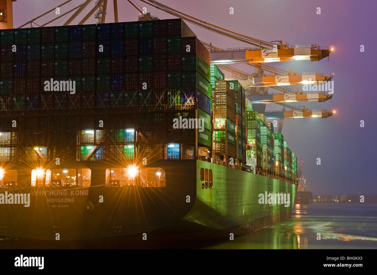 Container ships at Hamburg docks Germany Stock Photo - Alamy