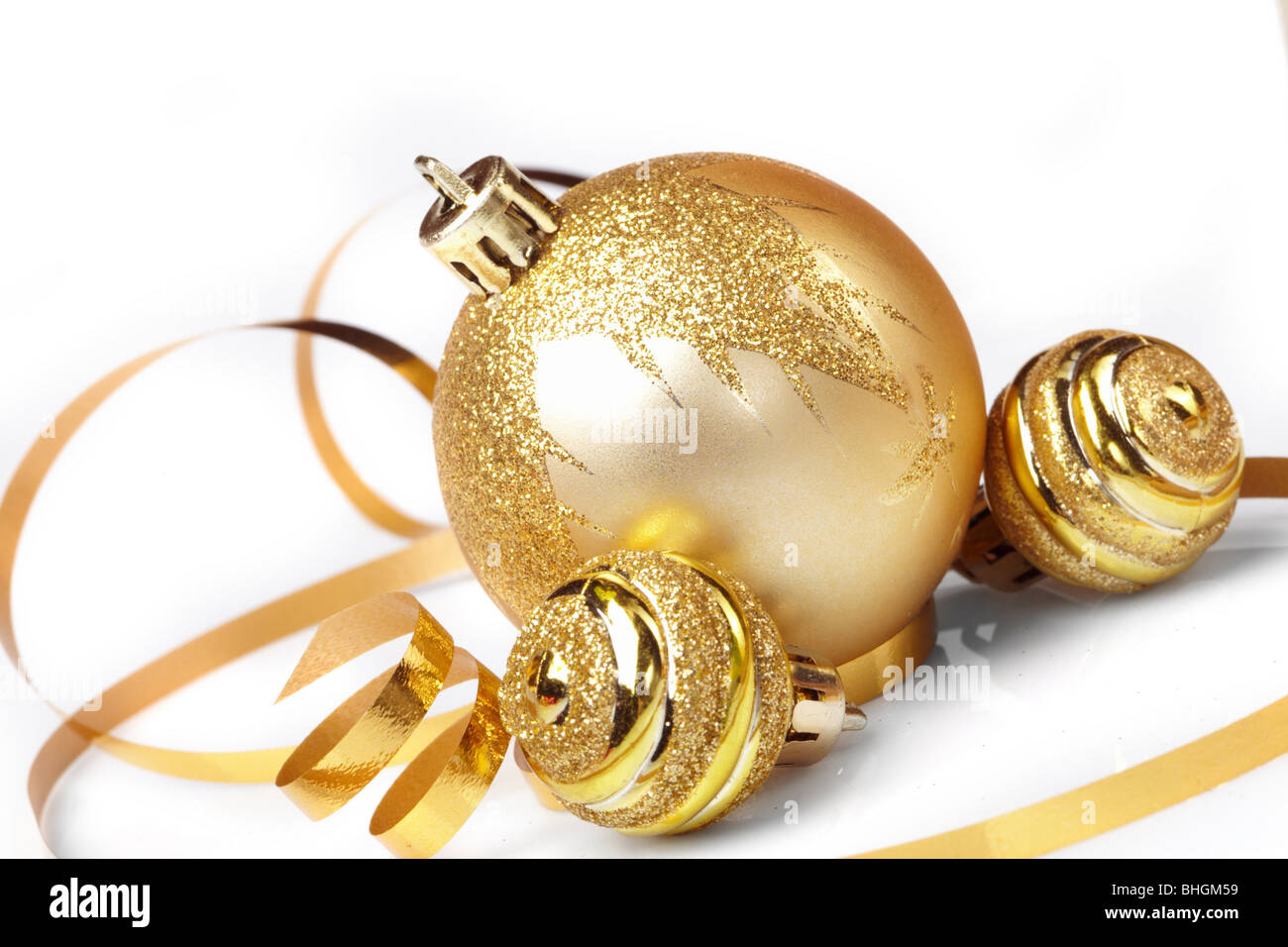 Gold Christmas balls Stock Photo - Alamy