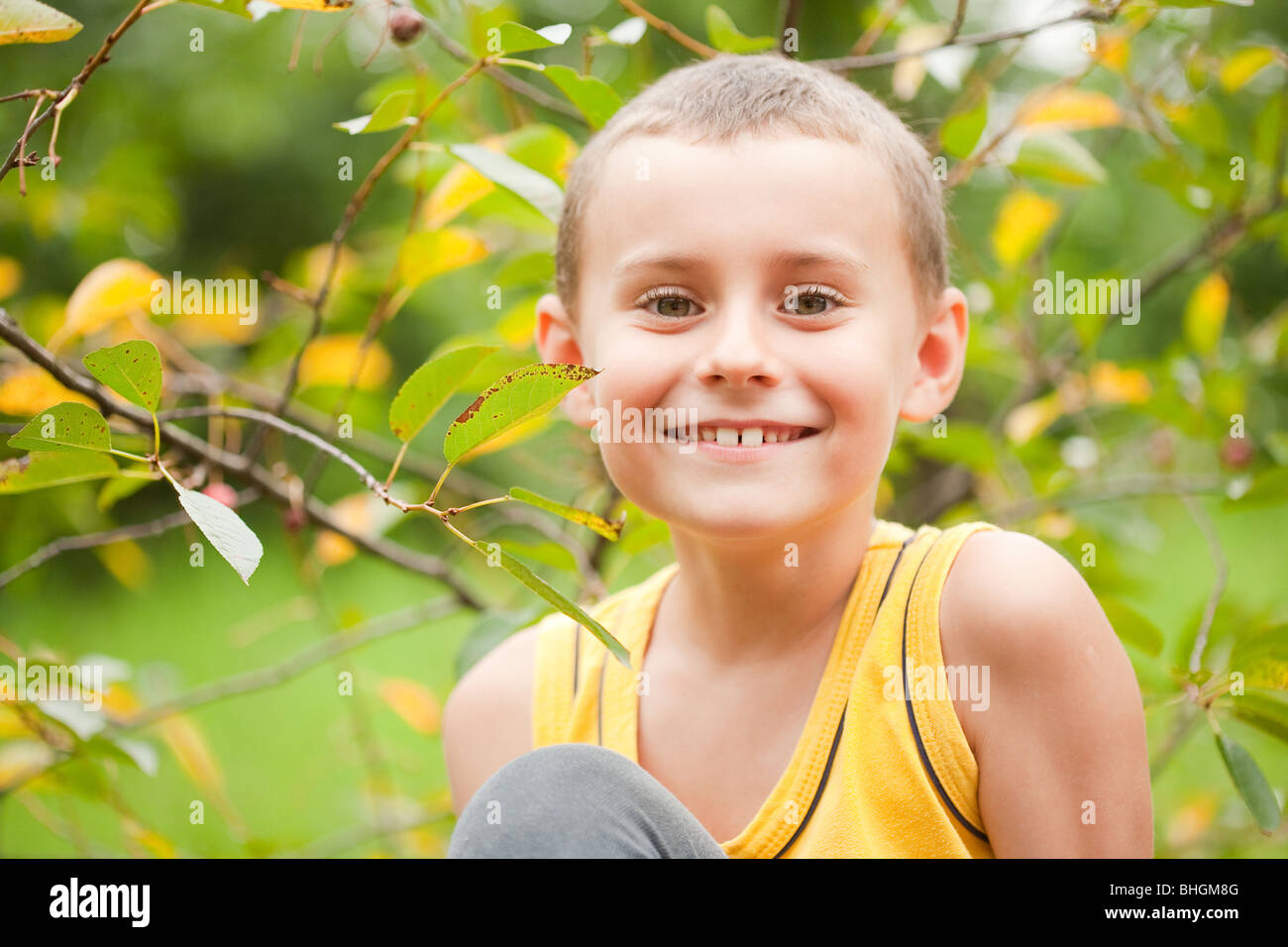 Cute kid having fun outdoor Stock Photo - Alamy