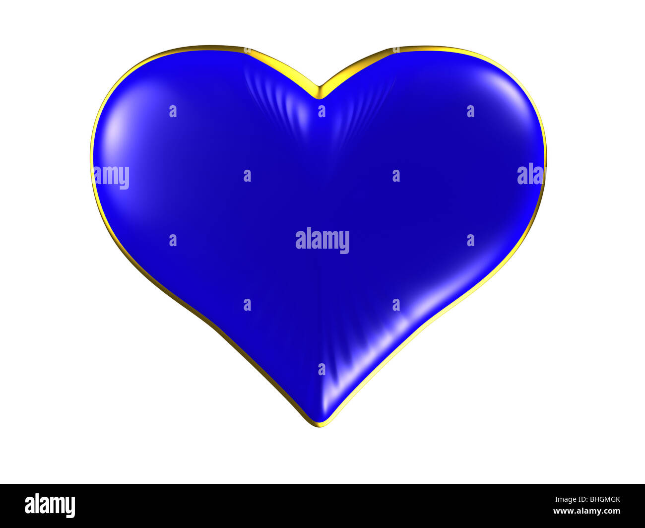 Isolated blue heart with gold edging on white background. Please see ...