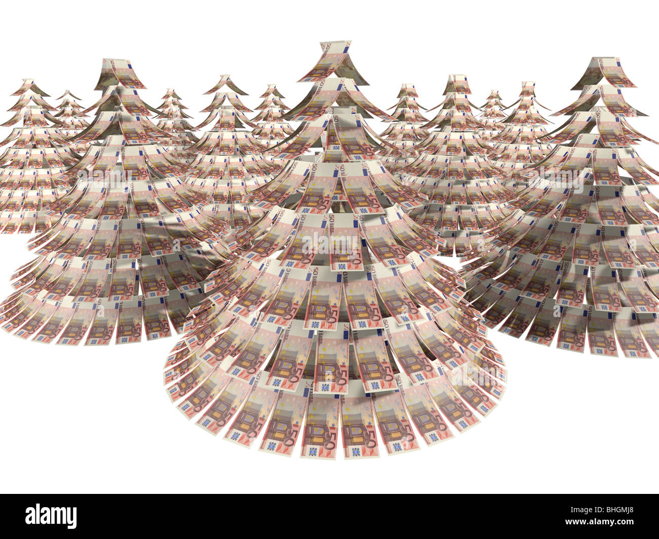 Euro notes maden as Christmas tree against white background Stock Photo ...