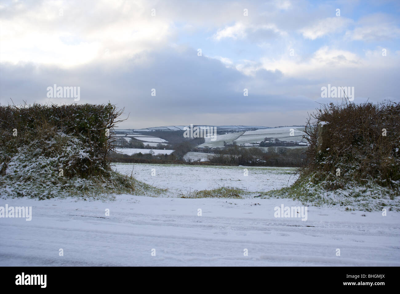 Cornwall lane snow hi-res stock photography and images - Alamy