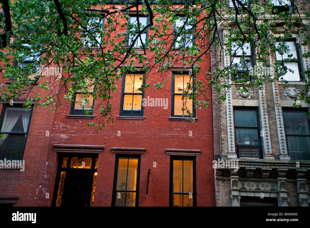 Old brick apartment buildings in a big city Stock Photo - Alamy