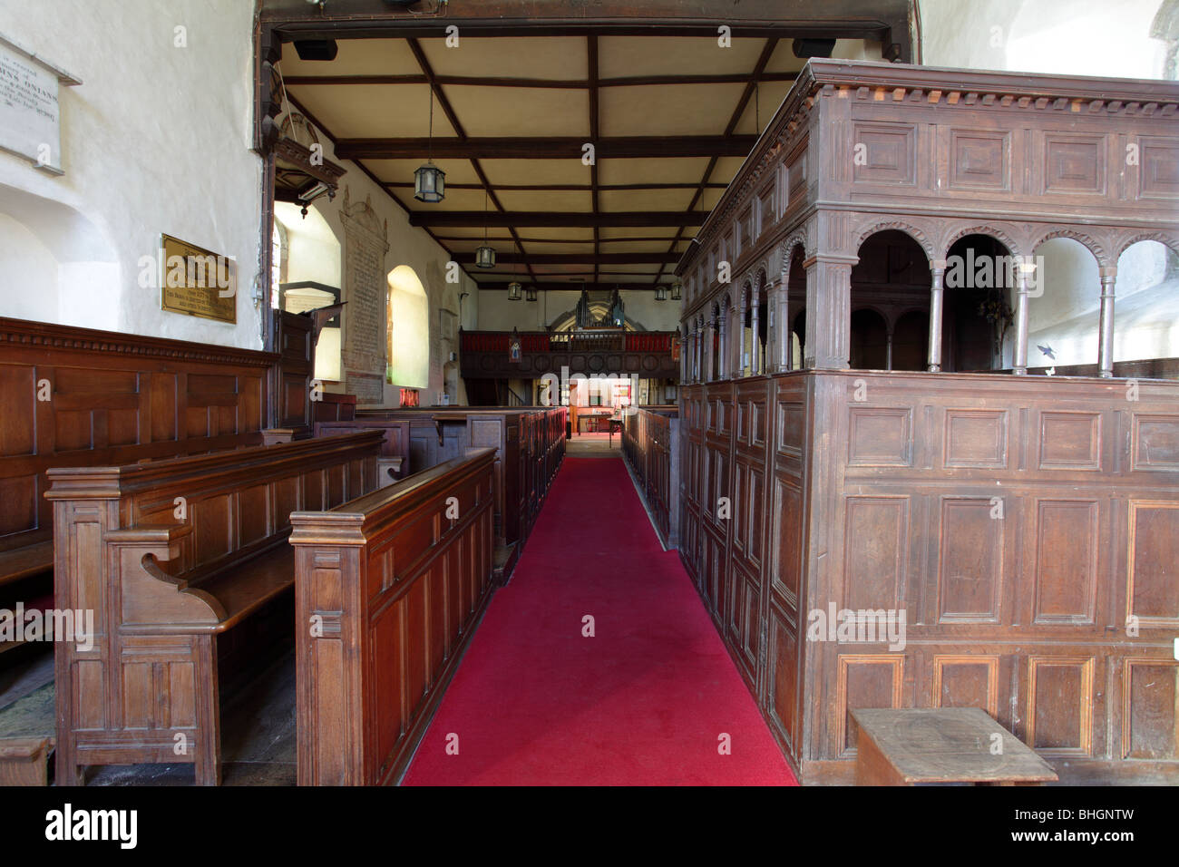 The center/centre aisle at St John the Baptist church in Stokesay ...