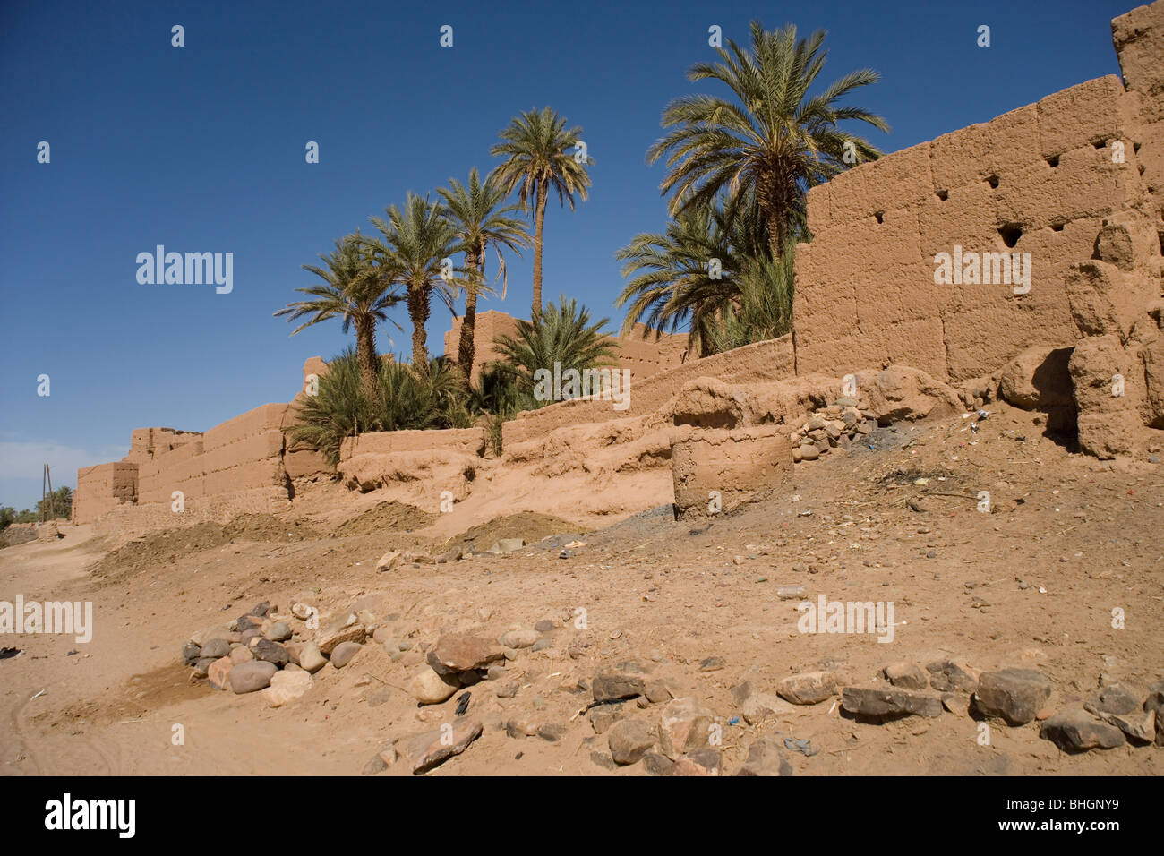 Adobe house in Tinfou village in the Draa valley near Zagora in central ...