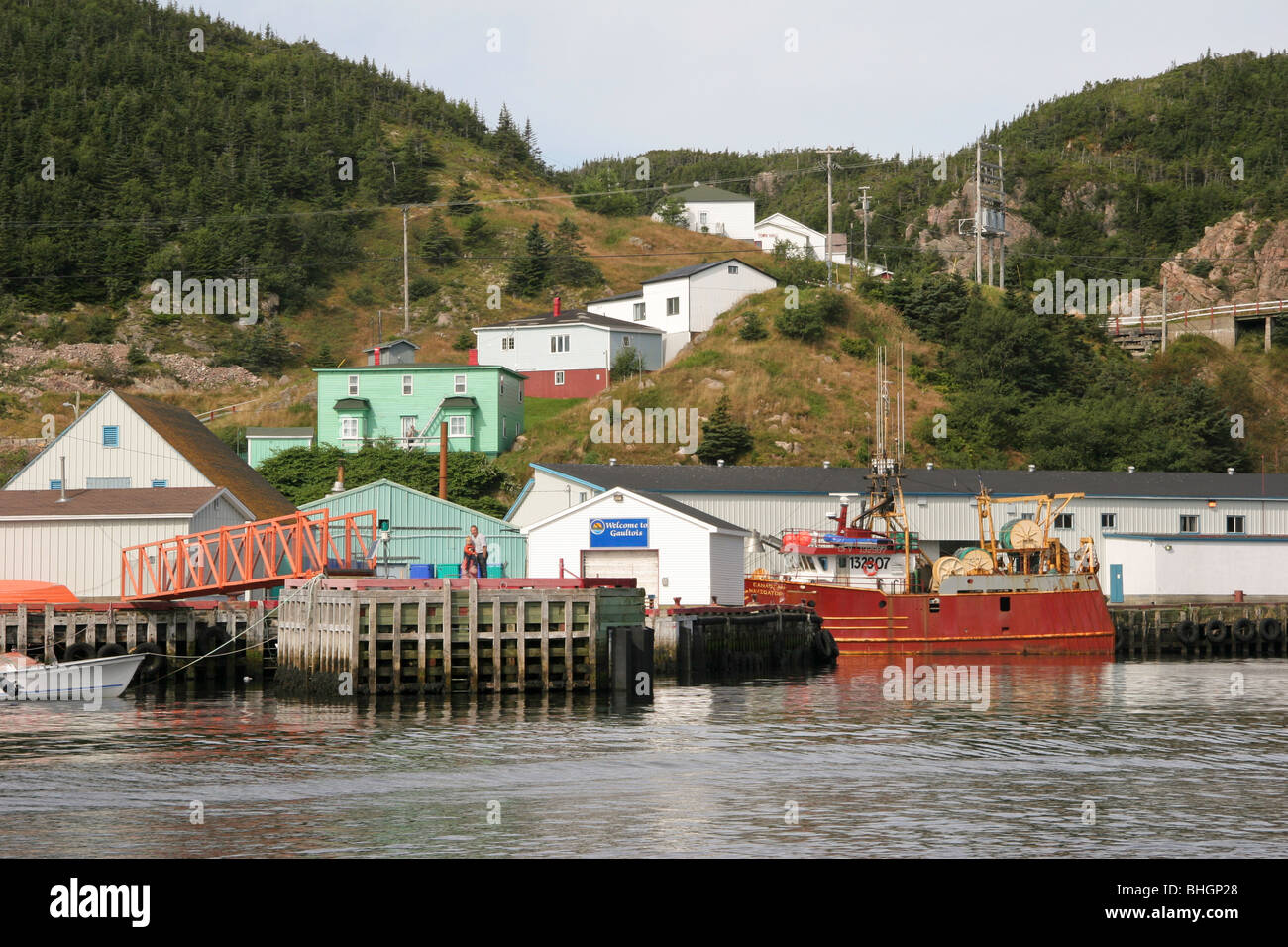 A view of the waterfront in the small outport village of Gaultis ...