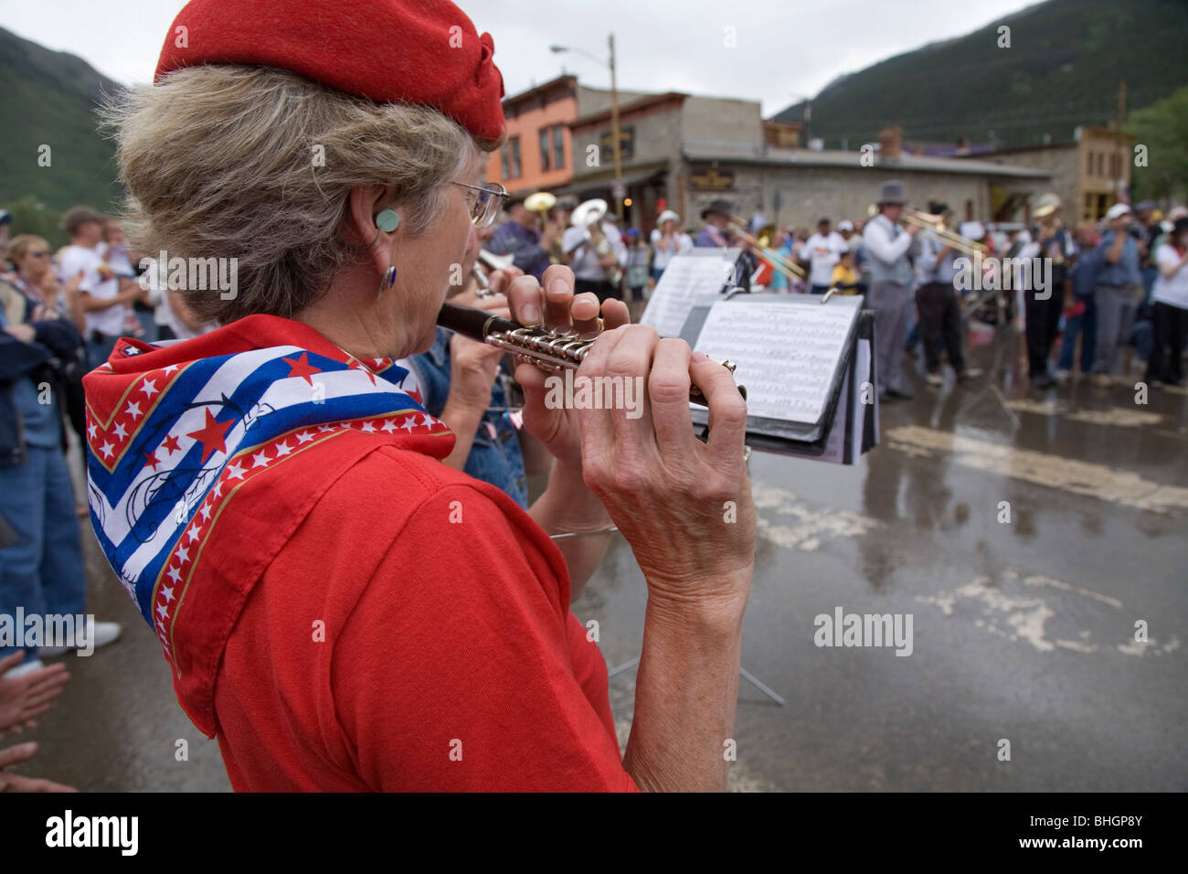 Small town parade on the Fourth of July in the mountain town of ...