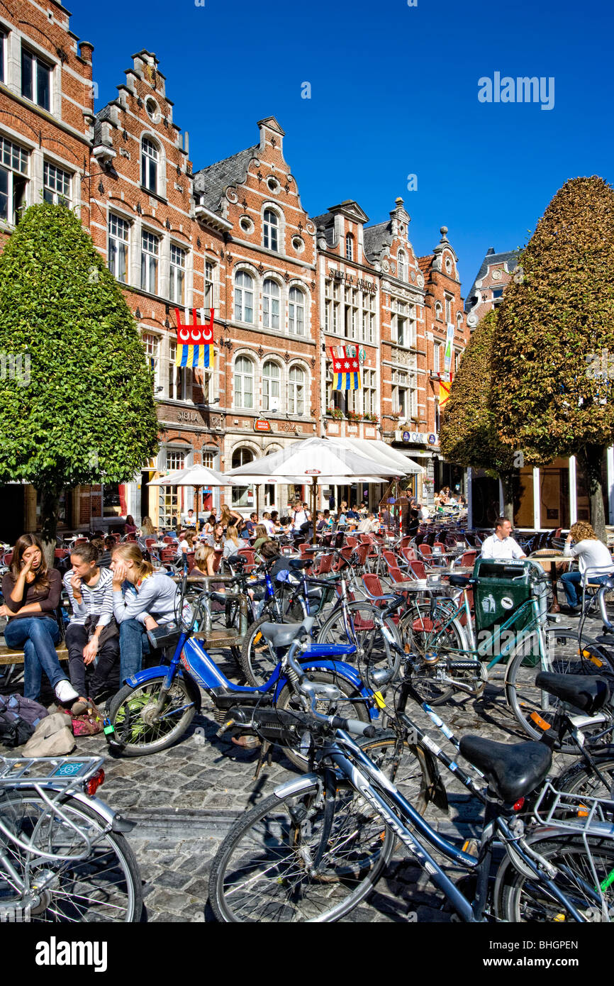 Cafe at the Oude Markt in Leuven, Belgium, Europe Stock Photo - Alamy