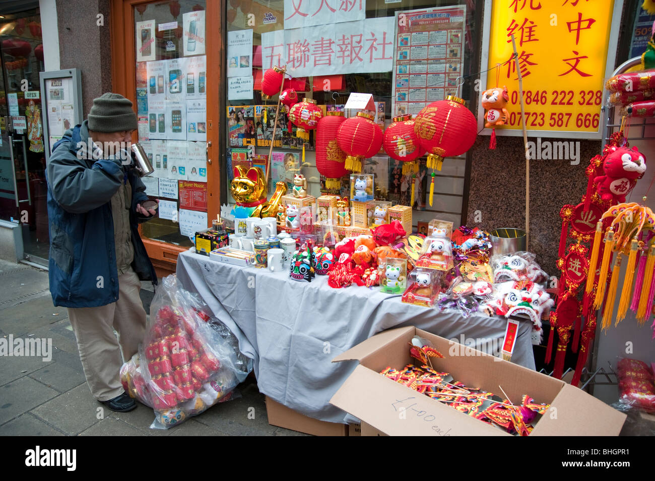 Stall selling things for Chinese New Year celebrations,Chinatown.London ...