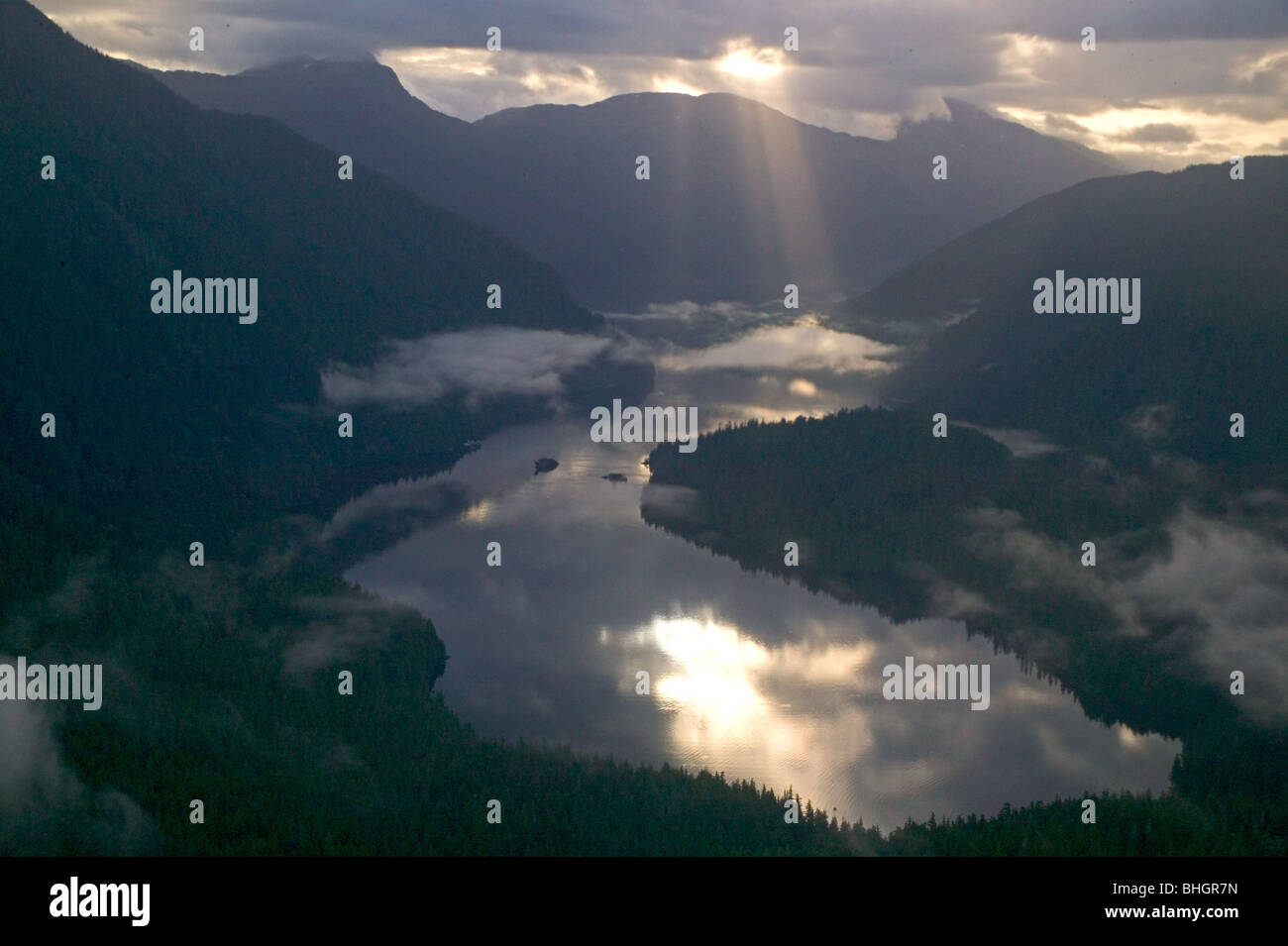 Fjords in northern British Columbia, Canada, near Princess Royal Island ...