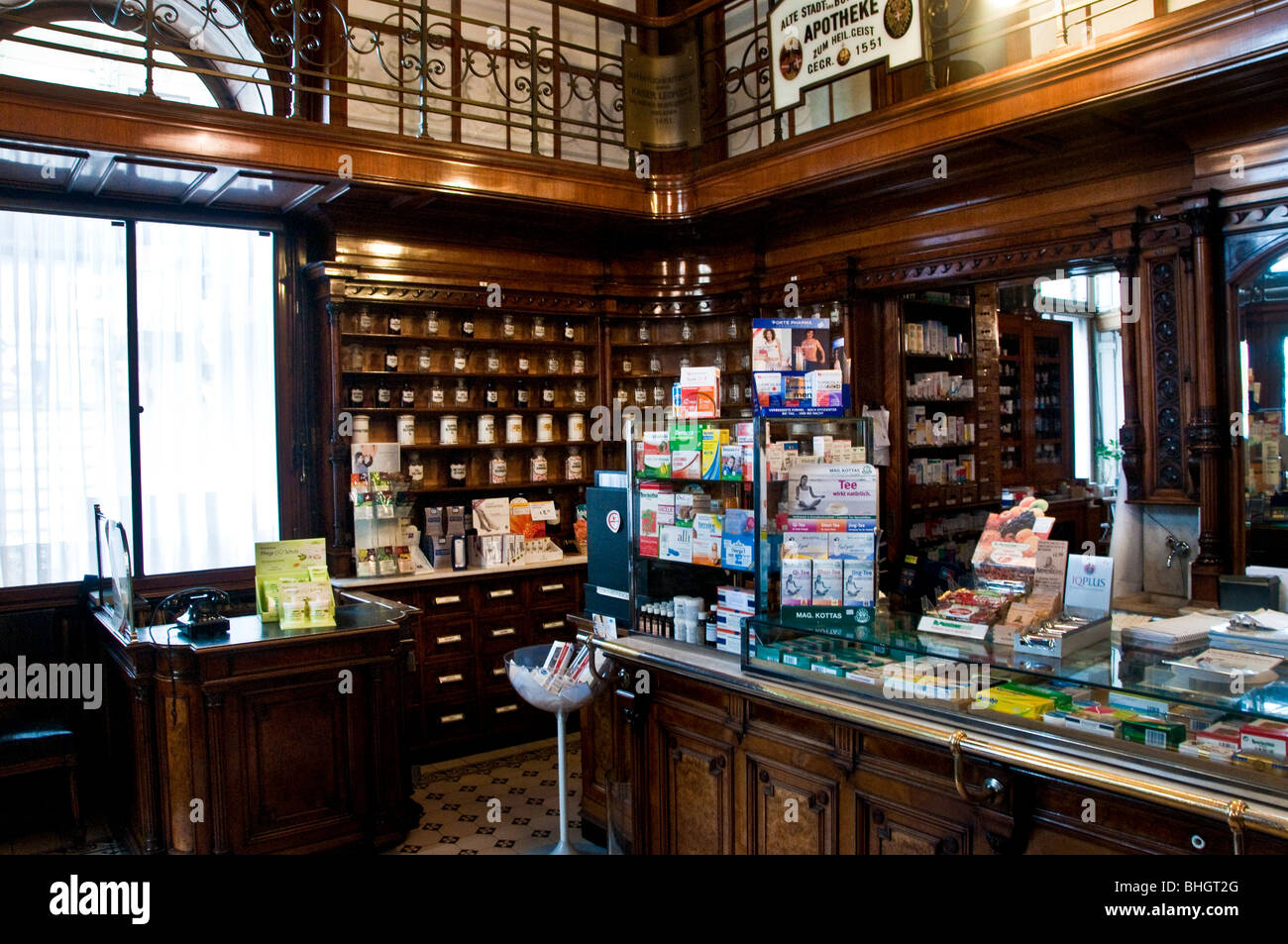Interior of an old time drugstore or pharmacy in Vienna Austria Stock ...