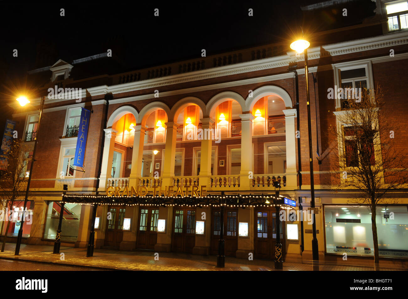 The Grand Theatre at night at in Lichfield Street Wolverhampton Stock ...