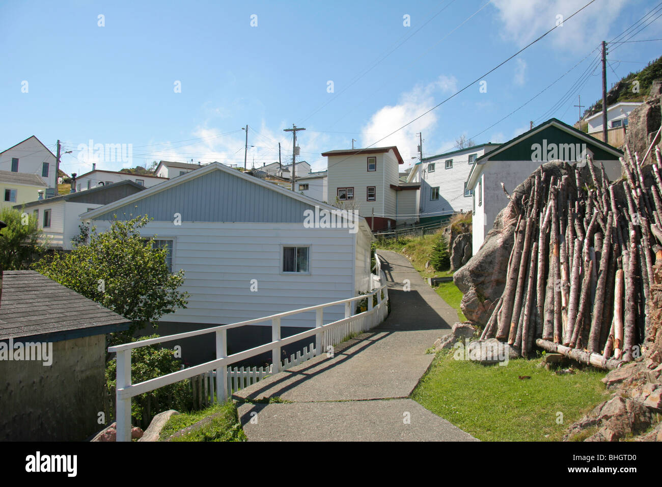 The walkways in outport village McCallum, Newfoundland double as roads ...