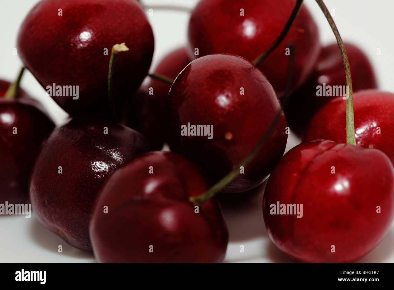 Red cherry with stalk hi-res stock photography and images - Alamy