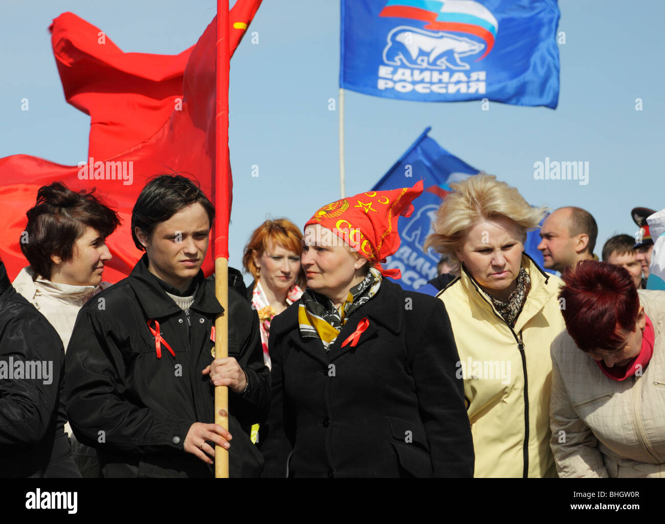 Victory Day parade, street procession. 64-th anniversary of the Soviet ...