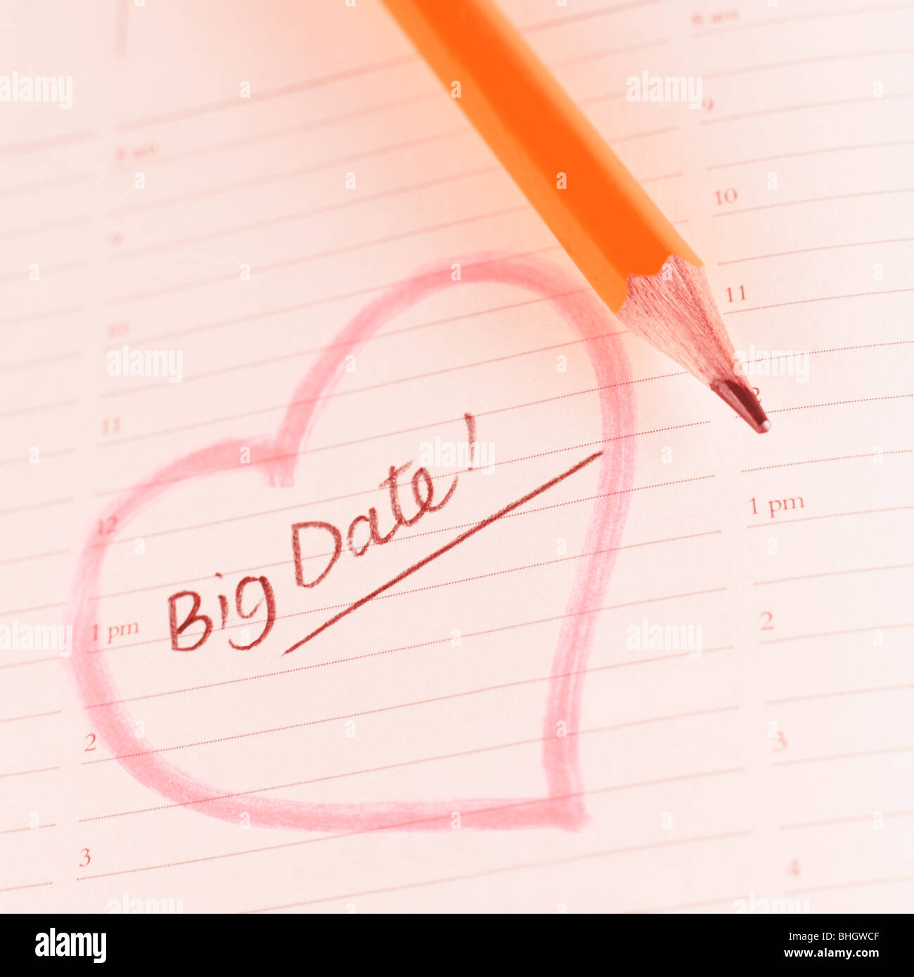 Diary page with an entry saying Big Date, written in pencil and ringed ...