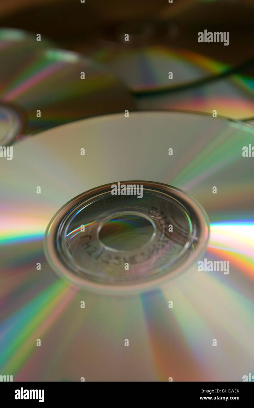 A scattering of blank recordable compact discs Stock Photo - Alamy