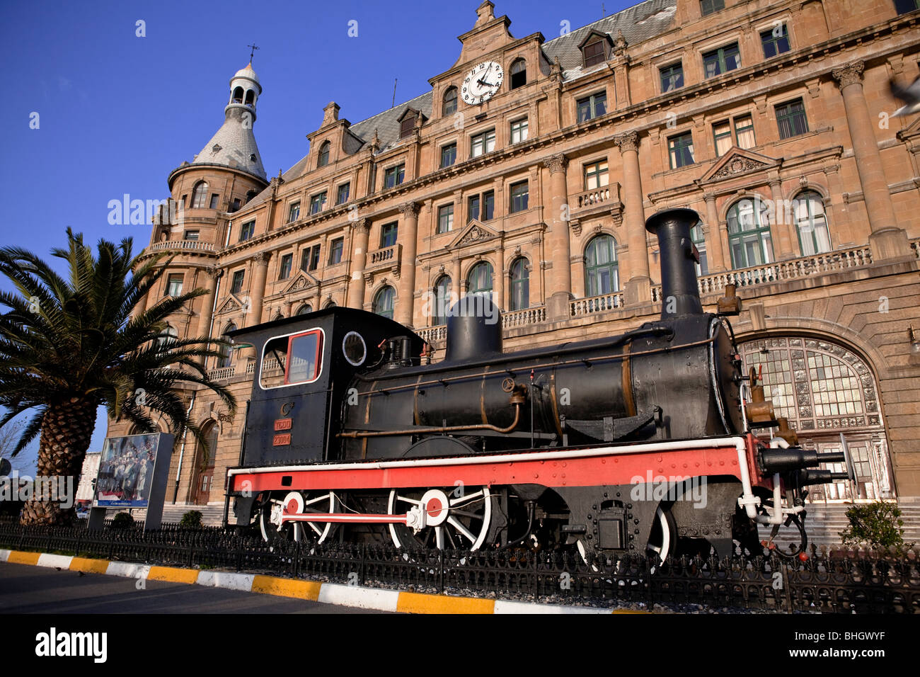 Steam engine in the front of Haydarpaşa Terminal, Istanbul, Turkey ...