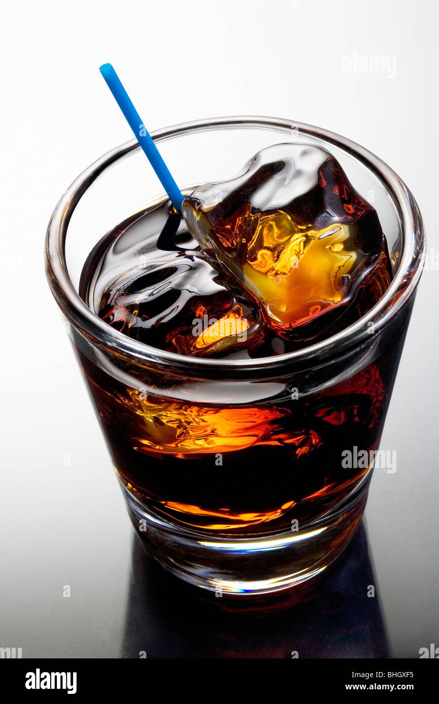 Black Russian mixed drink on a grey background with reflection Stock ...