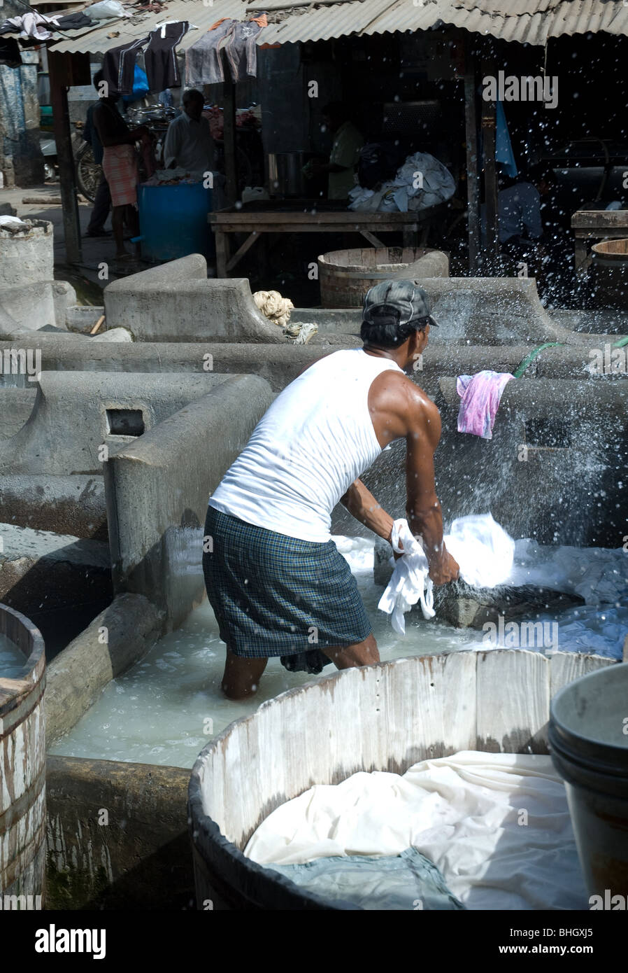 clothes being washed in the Mumbai laundry Stock Photo - Alamy