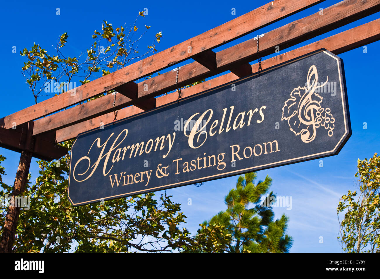 Entrance sign at Harmony Cellars, Harmony, California Stock Photo - Alamy