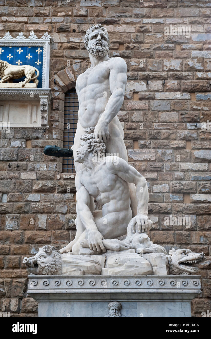 Statue of Hercules and Cacus by the entrance of The Palazzo Vecchio ...