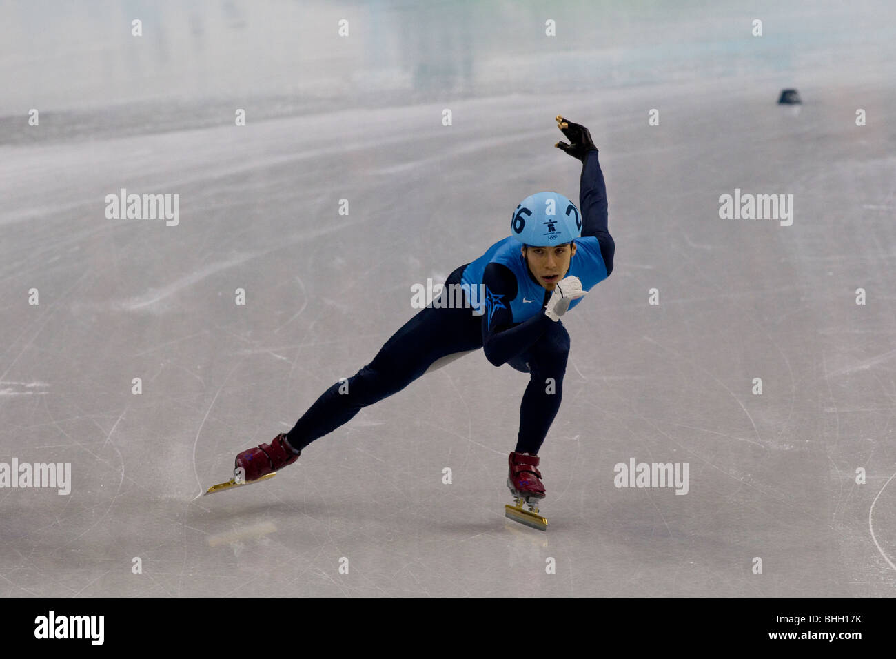 Apolo Anton Ohno (USA) competing in the 1500m Short Track Speed Skating ...