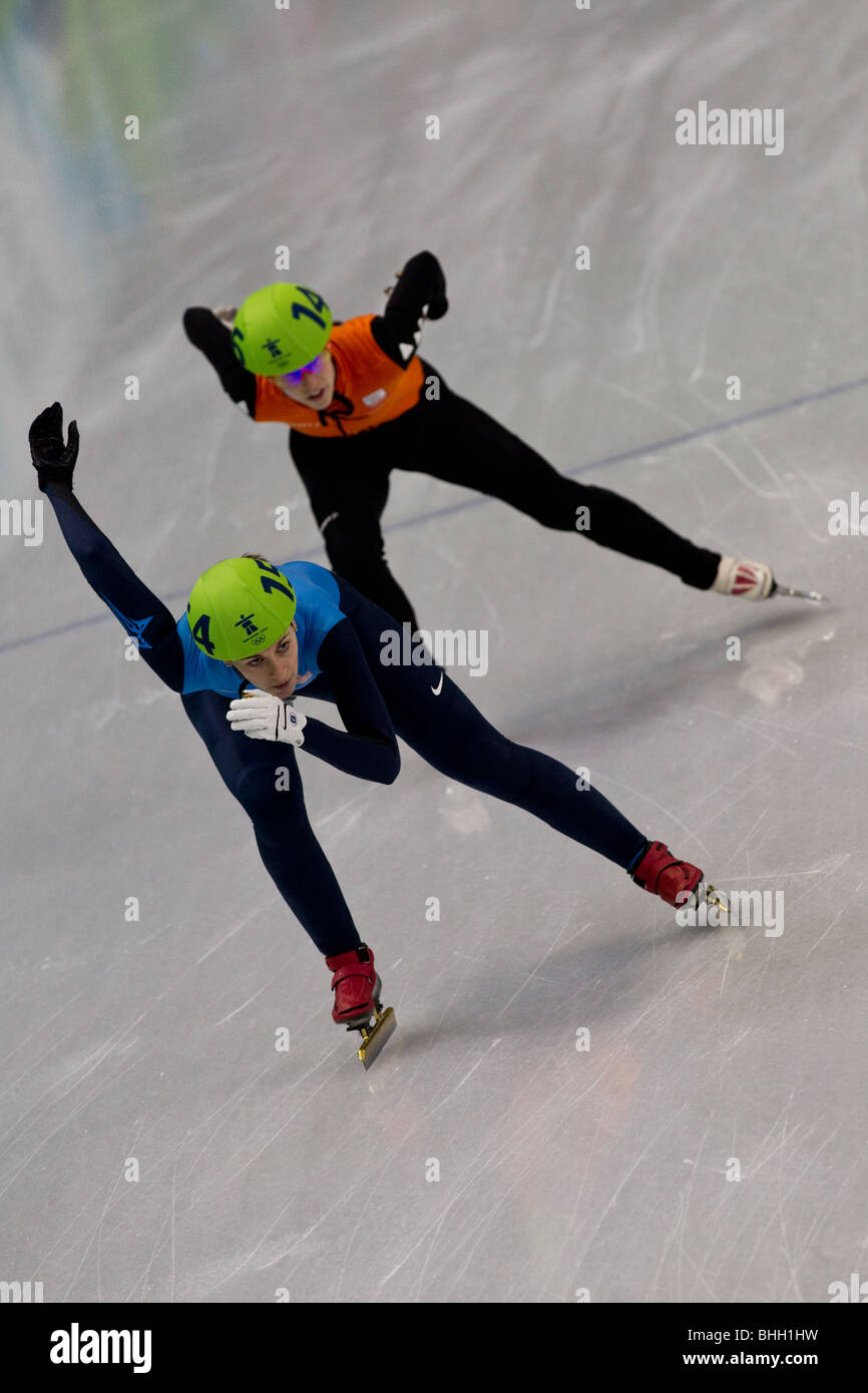 Apolo Anton Ohno (USA) competing in the 1500m Short Track Speed Skating ...