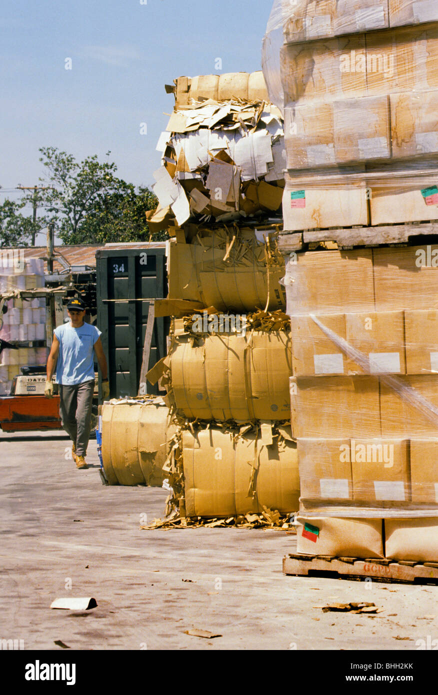 recycle paper bale plant factory center environment green Stock Photo - Alamy