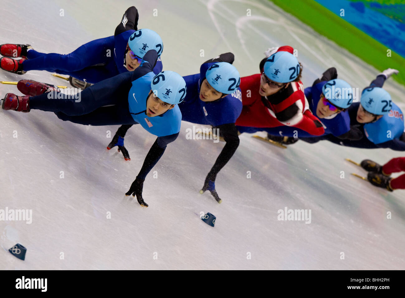 Apolo Anton Ohno (USA) silver medalist lead Korean gold medalist Jung ...