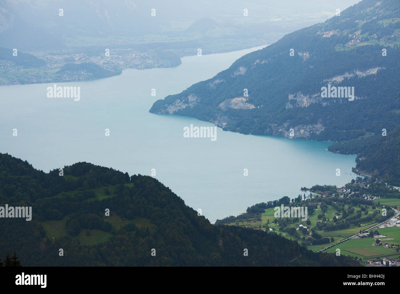 Interlaken Morning on Teal Lake with Sailboat - Switzerland, Central ...