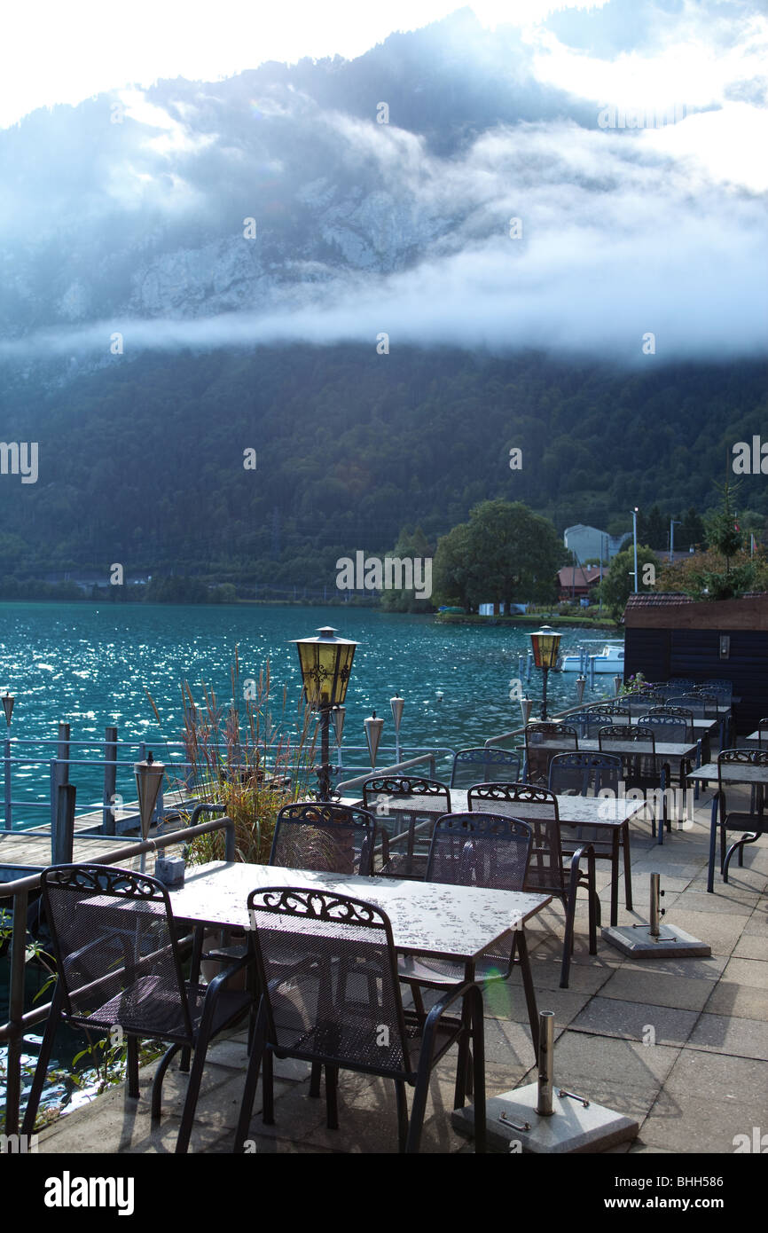Interlaken Morning on Teal Lake with Sailboat - Switzerland, Central ...