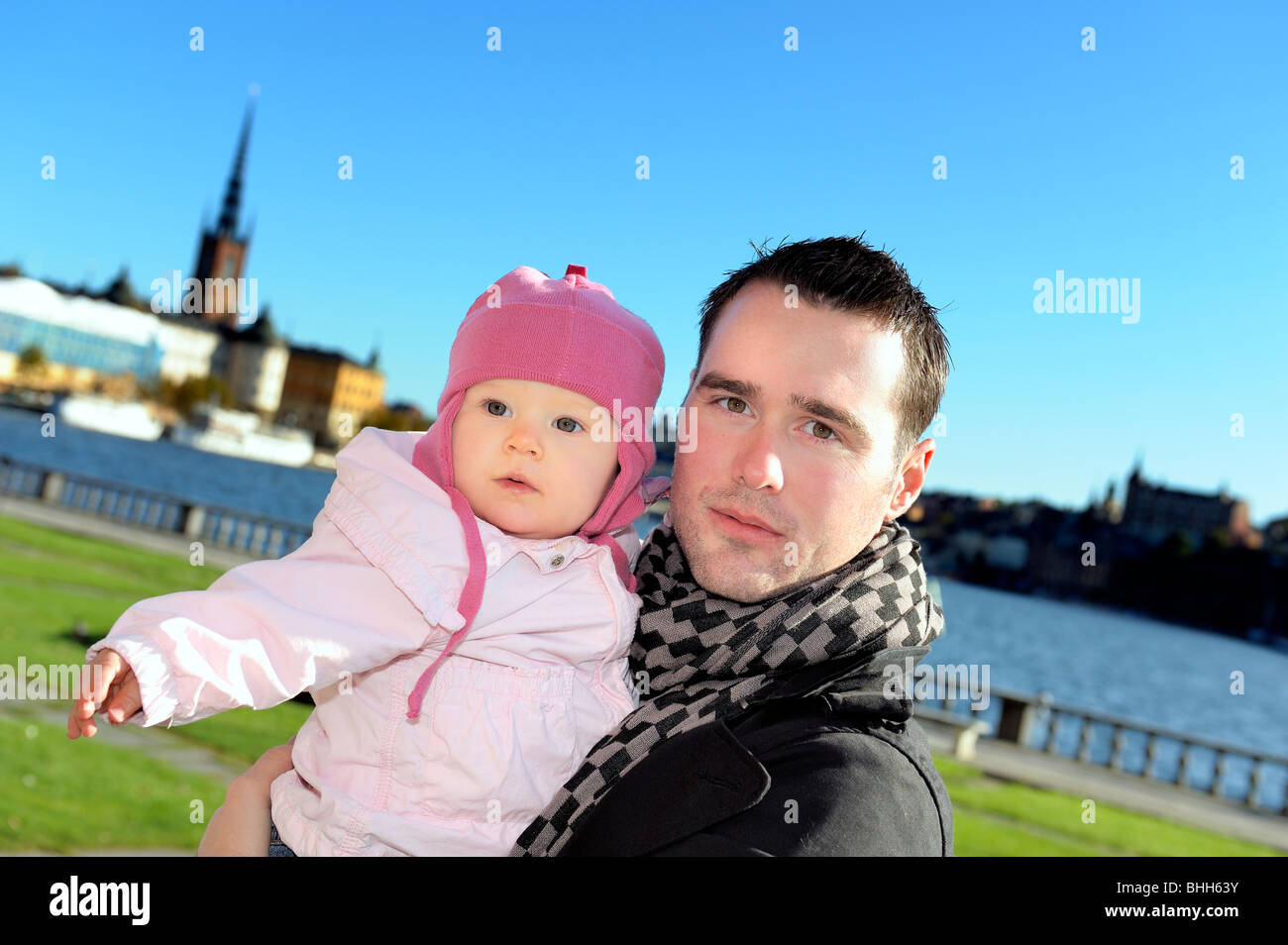 Father with his baby daughter, Sweden Stock Photo - Alamy