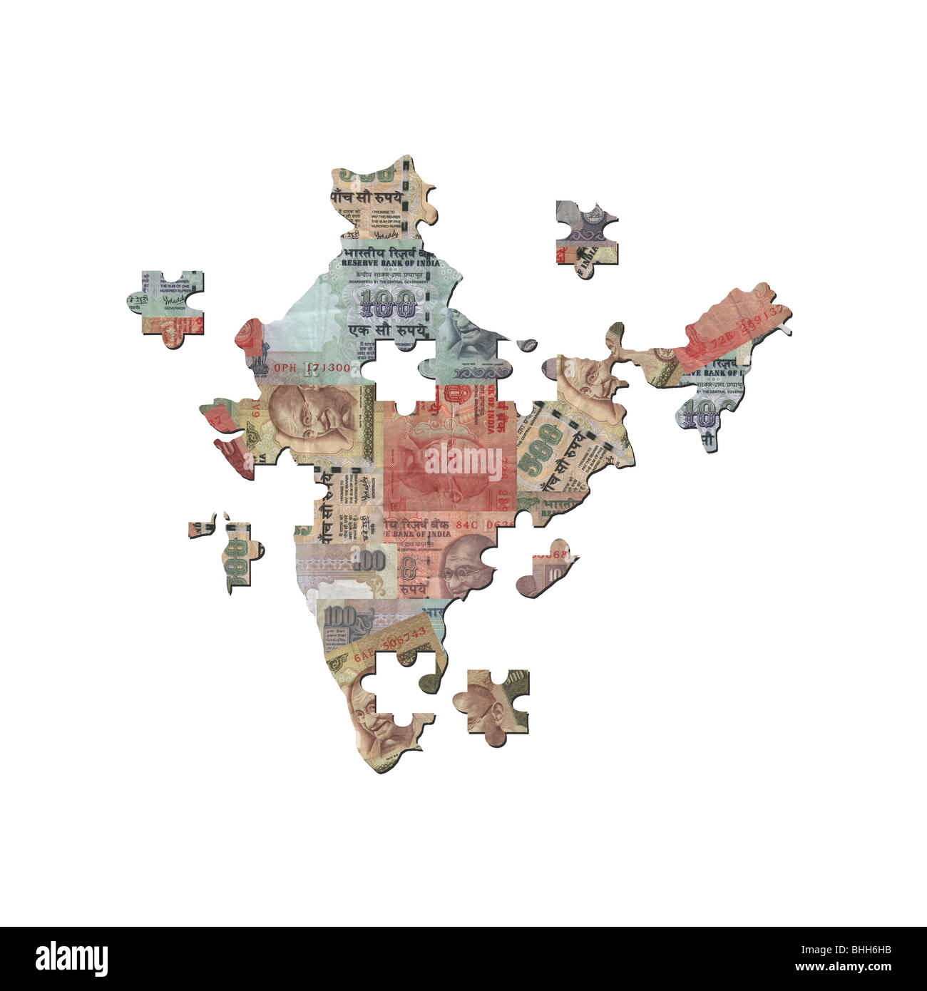 Indian Rupee Map jigsaw with missing pieces illustration Stock Photo ...