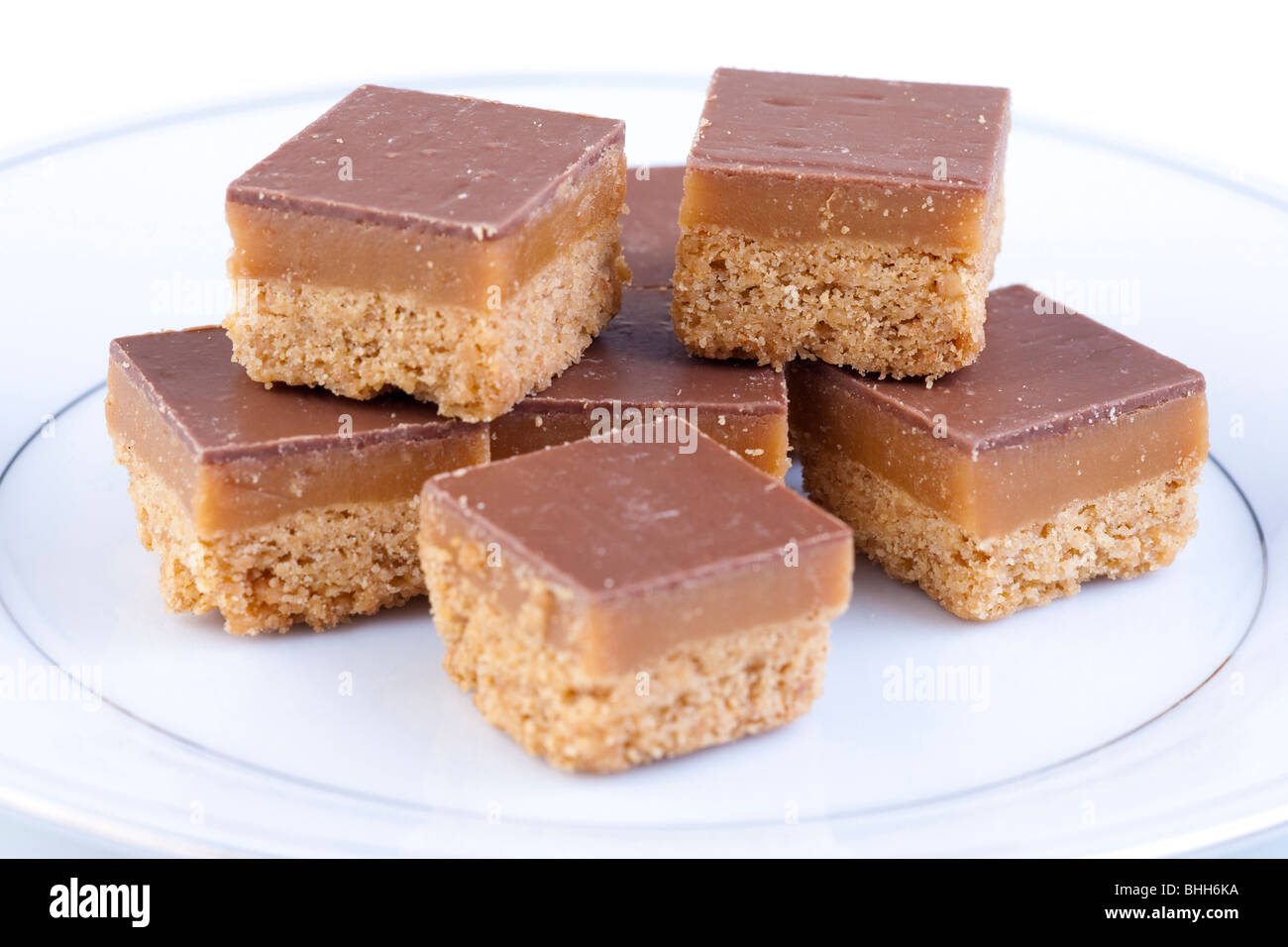 chocolate coated caramel slices Stock Photo - Alamy