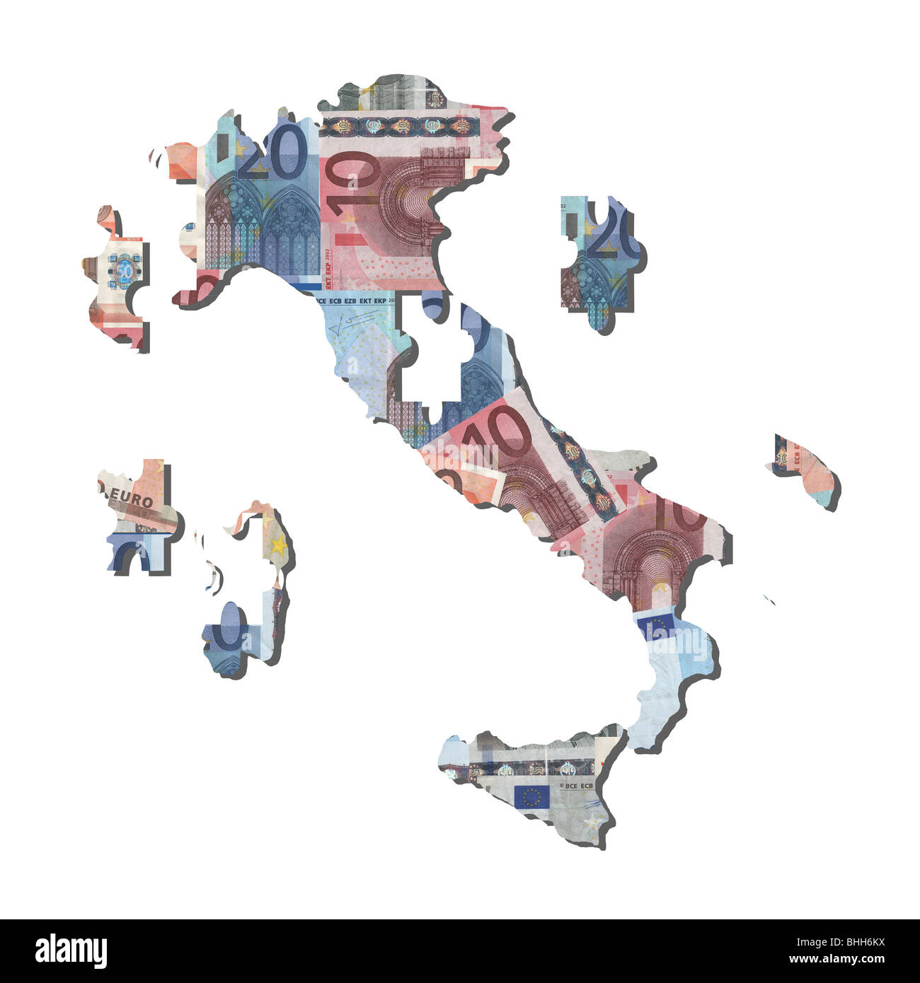 Italian euros Map jigsaw with missing pieces illustration Stock Photo ...