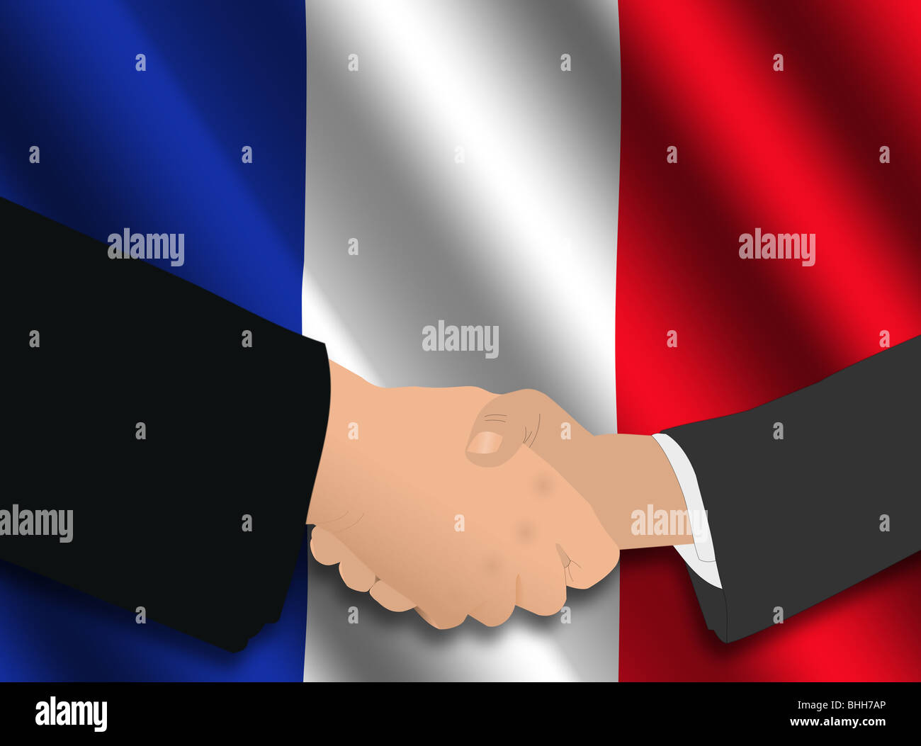 business handshake over French flag illustration Stock Photo - Alamy