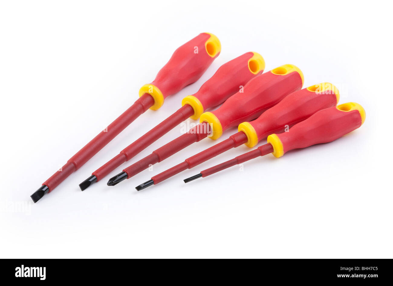 set of electricians insulated safety screwdrivers Stock Photo - Alamy