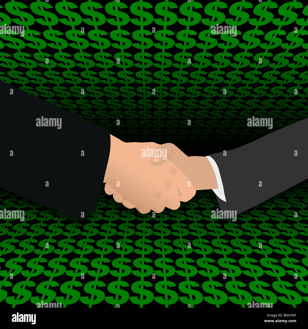 business handshake on dollar symbols illustration Stock Photo - Alamy