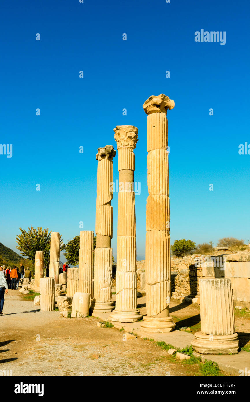Ancient carved columns at Ephesus, Turkey Stock Photo - Alamy