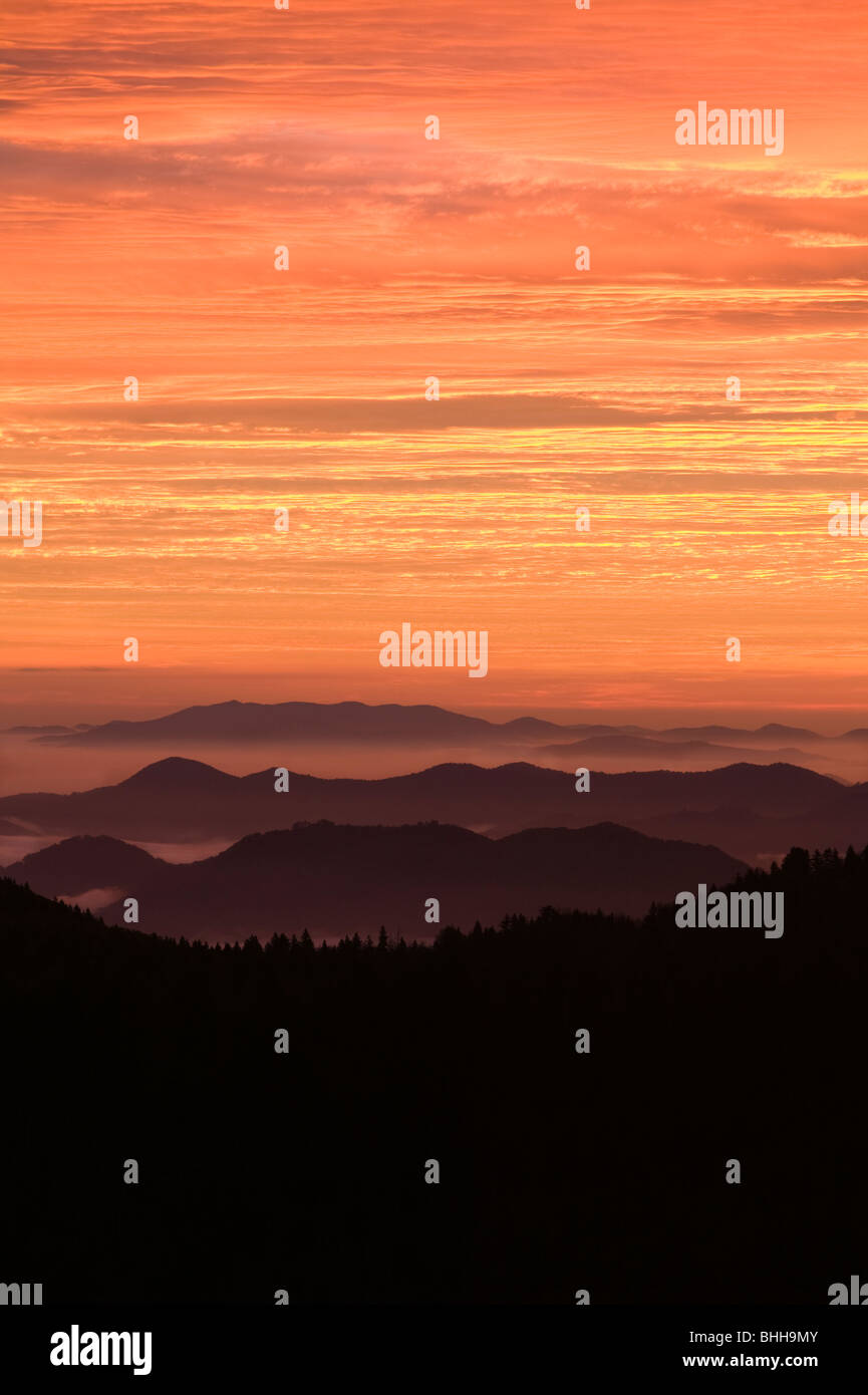 Mountain chains shrouded in fog, USA Stock Photo - Alamy