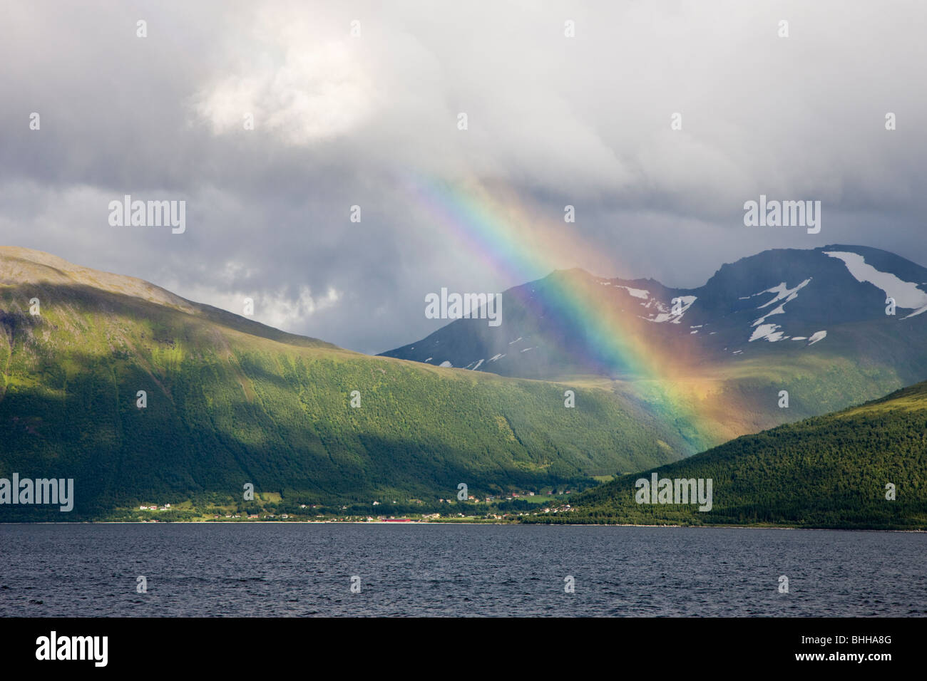 Rainbow and fiord in Norway Stock Photo - Alamy