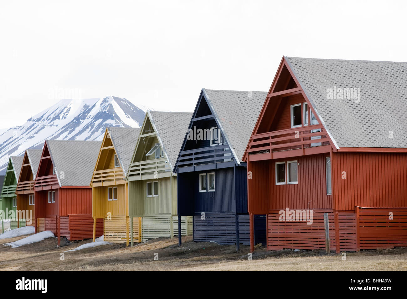 Link-attached houses, Spitsbergen, Svalbard, Norway Stock Photo - Alamy
